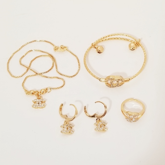 14K Gold Plated | Accessories | Rhinestones Little Girls Necklace Set ...